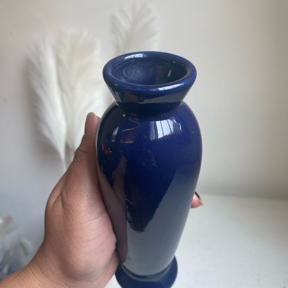 Accents | Hand Blown Cobalt Blue Art Glass Oval Angled Top Hand Made ...